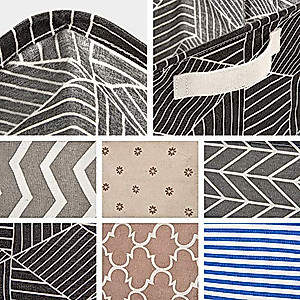 EZOWare 6 Pcs Cube Storage Bin Baskets, Collapsible Linen Canvas Fabric Box Organizer with Handles for Bathroom, Shelves, Nursery, Home and Office - Multi, 10.5 x 10.5 x 10.5 inch