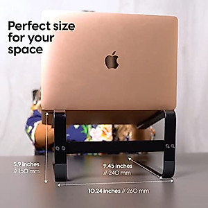 TALK WORKS Ergonomic Laptop Stand for Desk - Universal Compatibility Computer Monitor Riser Stand Pedestal for Desktop w/ Padded Silicone Grip