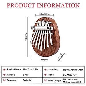 seOSTO Mini Thumb Piano, 8 Key Thumb Piano exquisite Finger Piano with Lanyard Portable Marimba Musical Thumb Piano for Teenagers And Adults Beginners
