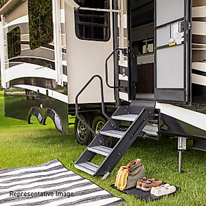 Lippert Components 733931 Solid Step Quad Step for RV and Travel Trailer Entry Doorway Black, 26-inch