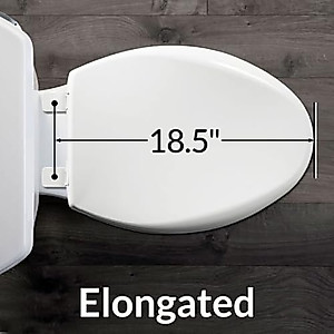 Bemis 19170CSLA 000 Alesio Toilet Seat with Chrome Hinges will Slow Close, Never Loosen and Provide the Perfect Fit, ELONGATED, High Density Enameled Wood, White