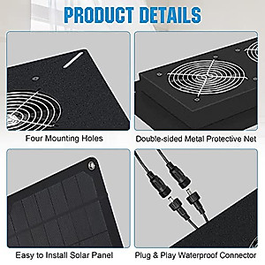 DC HOUSE 20W Solar Powered Dual Metal Shell Exhaust Fan Kit for Chicken Coops, Greenhouses, Sheds, Pet Houses, and Windows - Waterproof and Plug & Play