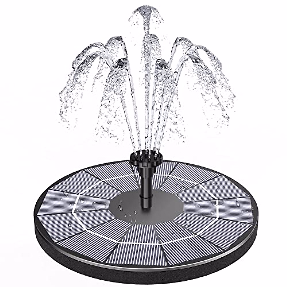 3.5W Solar Fountain Pump with 1500mAh Battery, Solar Bird Bath Fountain with 6 Nozzles, Solar Floating Water Fountain Pump for Bird Bath, Garden, Fish Tank, Pond, Pool and Outdoor (3.5WPumm), Black