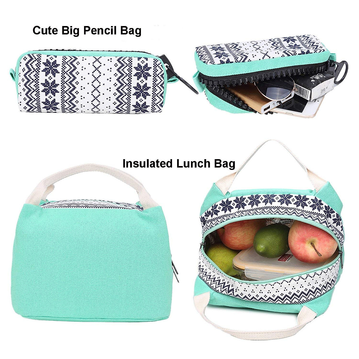 School Backpacks for Teen Girls Lightweight Canvas Backpack Bookbags Set Medium