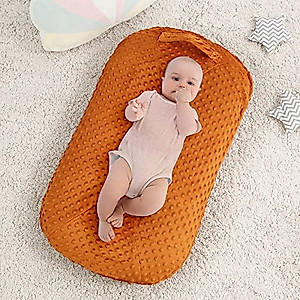 Newborn Lounger Cover, Minky Removable Slipcover for Baby Boy Girl Snugly Fits for 29 x 17 x 4 inches Infant Padded Lounger, Premium Quality Microfiber, Ultra Soft Comfortable (Pumpkin Spice)
