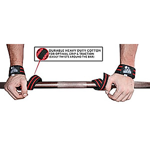 Wrist Wraps + Lifting Straps Bundle (2 Pairs) for Weightlifting, Cross Training, Workout, Gym, Powerlifting, Bodybuilding-Support for Women & Men,Avoid Injury during Weight Lifting-Red