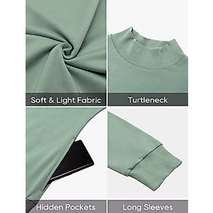 TICTICMIMI Women's Casual Long Sleeve Sweatshirt Tops Mock Turtleneck Lightweight Tunic Fall Pullover with Pocket