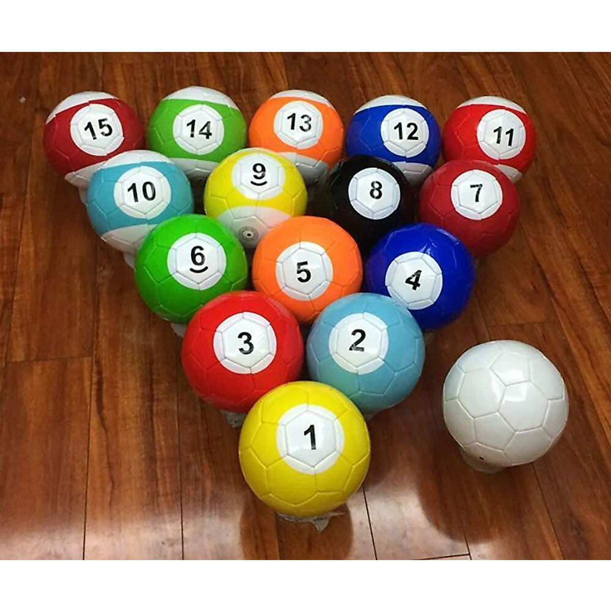 Zony Snookball Set - 16 Pcs Recreational Football Game Snooker Balls with Air Pump, 15cm Diameter, Unisex-Kids, Huge Billiards Pool Soccer Ball Party Game