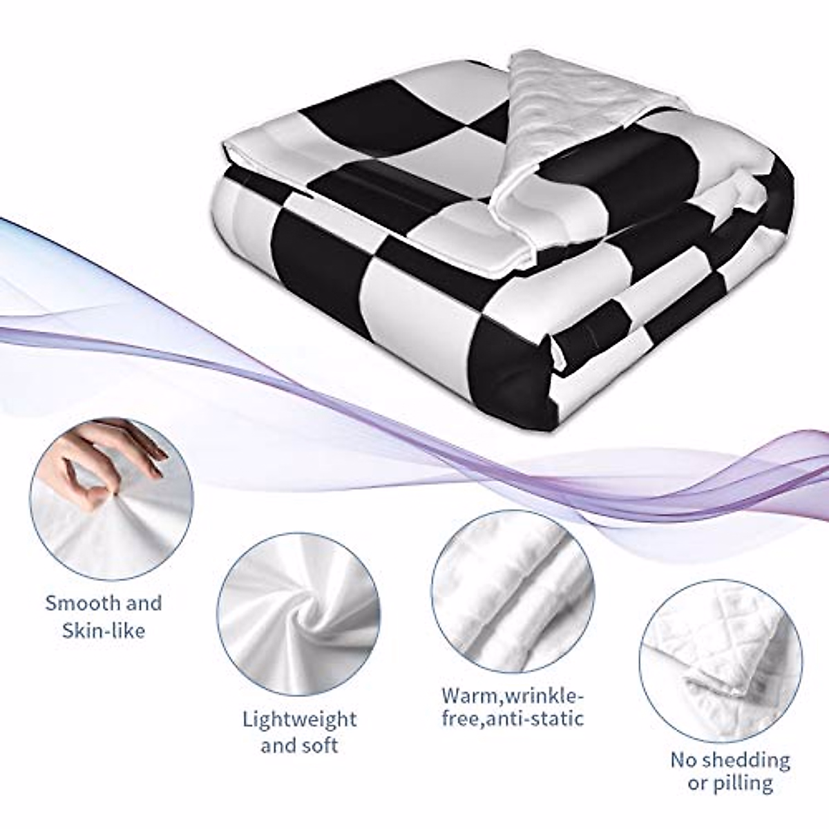 Race Waving Checkered Flag Baby Blanket Cute Custom Unisex Warm Super Soft and Comfortable Cotton Flannel Blanket one sizeBlack