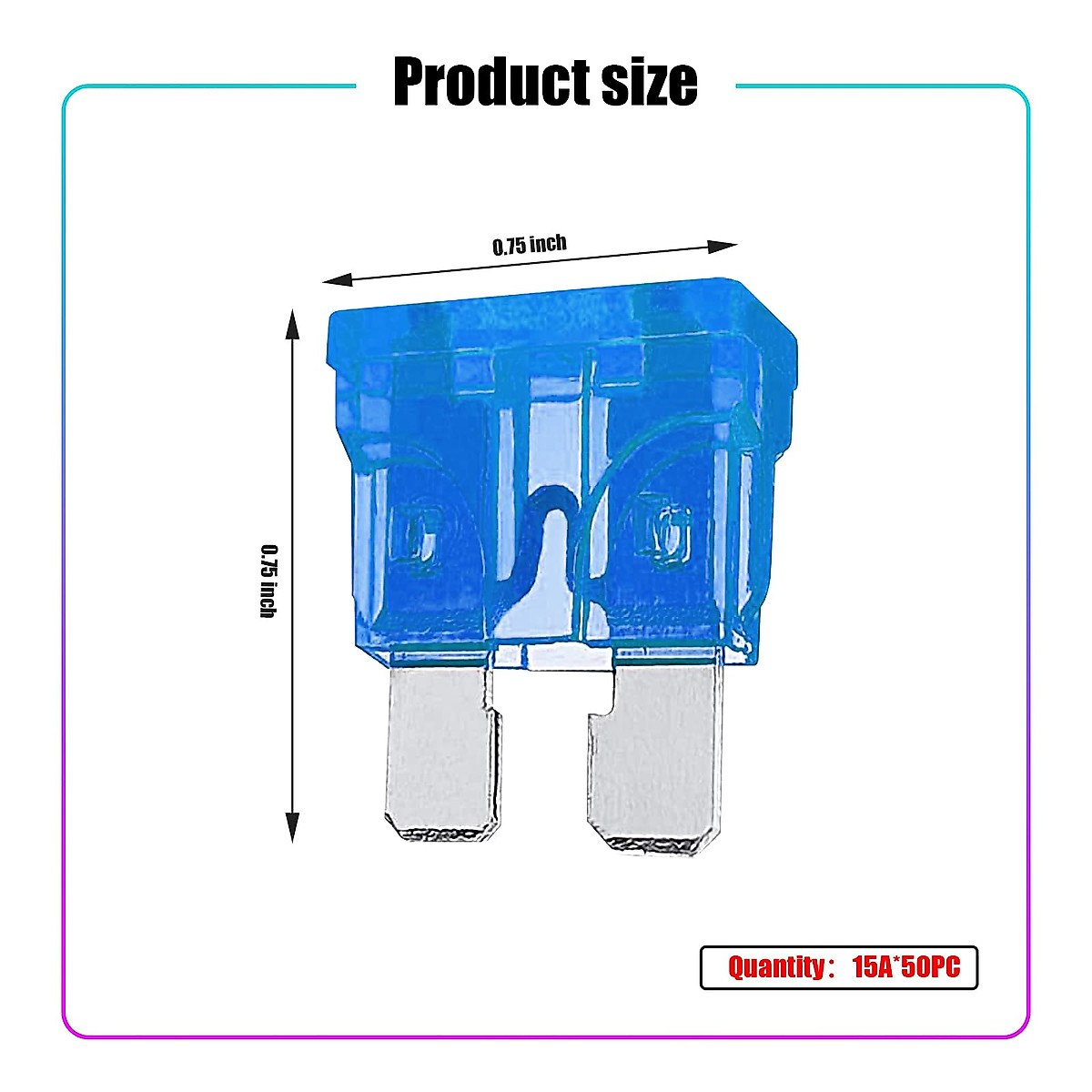 Yonpu 50 PCS Car Fuses, 15A Medium Car Blade Fuse Replacement for Car/RV/Truck/Motorcycle/Boat (Blue)