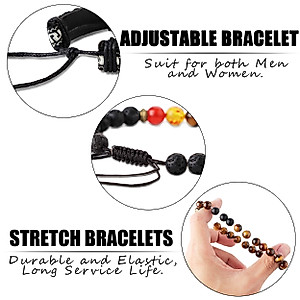 LOLIAS 18Pcs Leather Chakra Bead Tribal Bracelet for Men Women Charm Ethnic Wood Beaded Hemp Bracelets Boho Wristbands