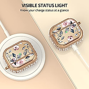 VMORO Airpods 3 Case Cover, Compatible with AirPods 3rd Generation Case for Women Girls, AirPods 3rd Generation Case 2021 Protective Hard Airpod Case Cover with Keychain, Front LED Visible