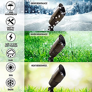 LED Spot Lights Outdoor Landscape Lighting 107 - Solid Brass Spotlight LED Yard Lights Security Landscape Lights for Beautiful Bright Long Lasting Home Garden Patio Pool Area Deck Lighting (No Bulb)