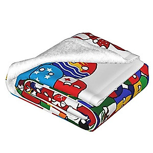 Hanayo Countryball Polandball World Map Flannel Fleece Throw Blanket Soft Cozy Lightweight Fluffy Microfiber Blanket All Season Fuzzy Plush Throw Blanket for Couch Bed Sofa 60"X50"