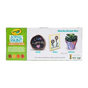 Crayola Paint Set in Sunset Colors, Multi-Surface Craft Paints, Painting Supplies, 4 Count