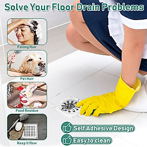 60 Pack Disposable Shower Drain Hair Catcher - Mckanti 3.54 Inch Disposable Hair Catchers Mesh Sticker Strainers for Shower Drain Bathroom Bathtub Kitchen Sink Washbasin Floor Drain Balcony Drain Hole