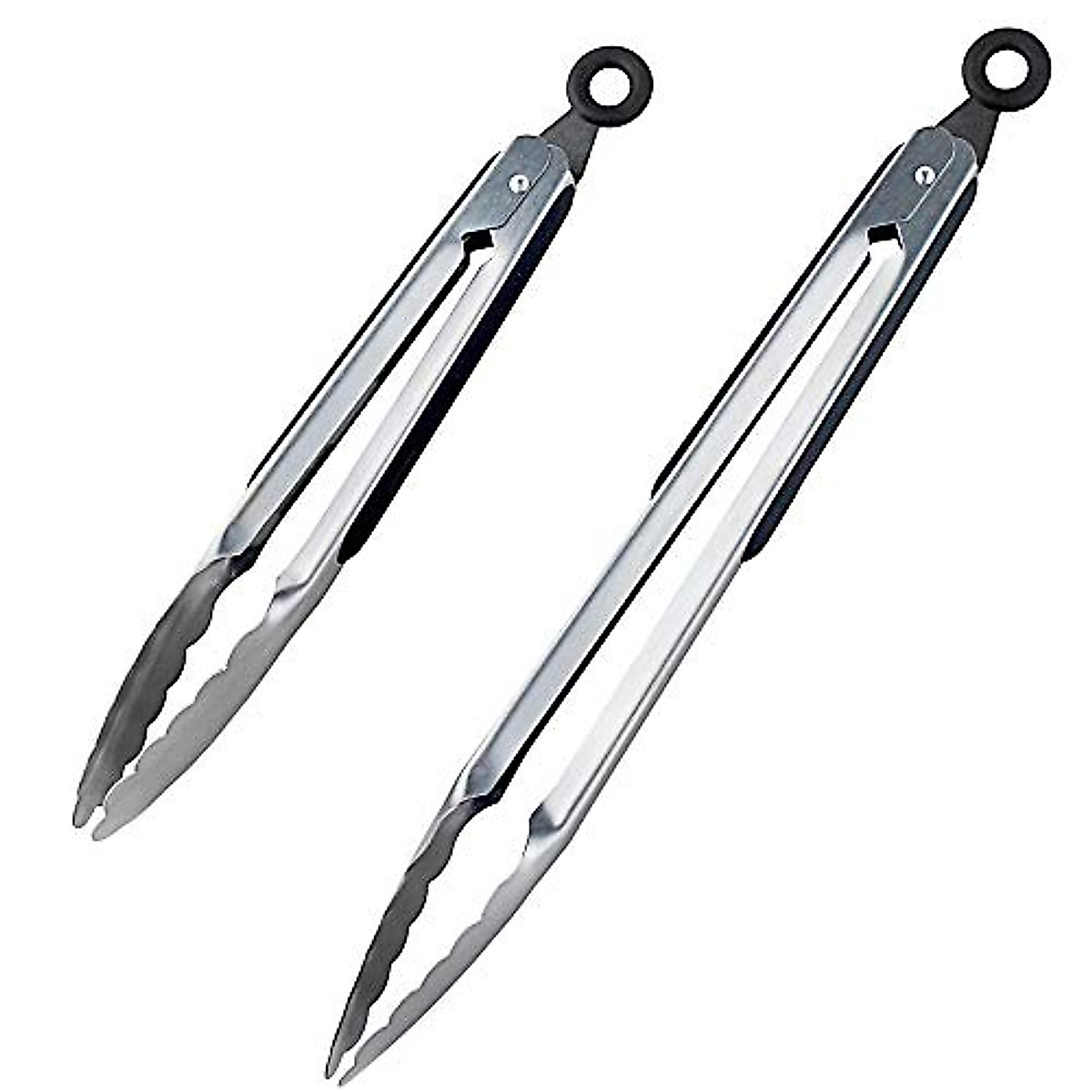 DRAGONN Premium Set of 12-inch and 9-inch Stainless-Steel Locking Kitchen Tongs, Set of 2 - Sturdy, Heavy Duty Tong Set - Great for Cooking, Grilling, and Barbecue, BBQ, Silver, DN-KW-TG2S