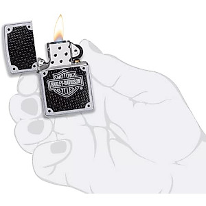Zippo Harley-Davidson Carbon Fiber Satin Chrome Pocket Lighter