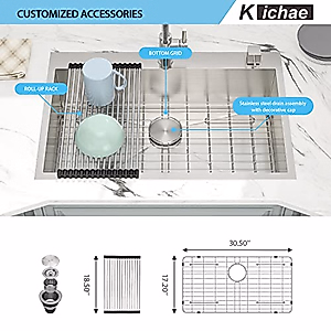 33 Drop In Sink - Kichae 33x22 Kitchen Sink Drop-in Topmount Single Bowl 16-Gauge Stainless Steel Kitchen Sinks Basin