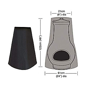 J&C Outdoor Fire Pit Cover, Light weight Patio Chiminea Cover, Waterproof Protective Chimney Fire Pit Heater Cover for Outdoor Garden Heater (Black)