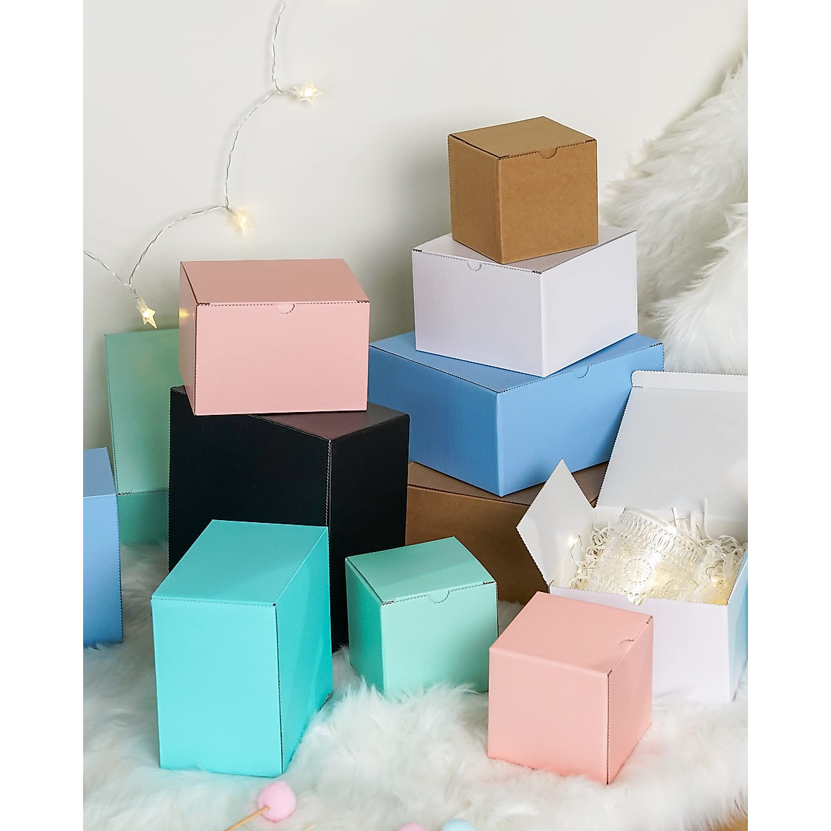 JTRF Small Gift Boxes with Lids – 10-Pack Recyclable Cardboard Boxes for Gifts, Invitations, Organization Sturdy Kraft Boxes – Gift Boxes Bulk Pack (4 x 4 x 4, Black)