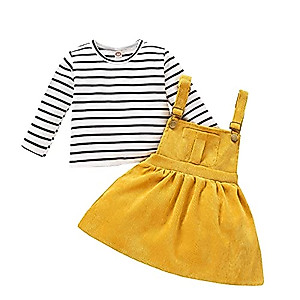 Toddler Baby Girl Clothes Overall Outfits Infant Long Sleeve Stripe Top Braces Skirt for Girls Fall Winter Girl's Clothes Set