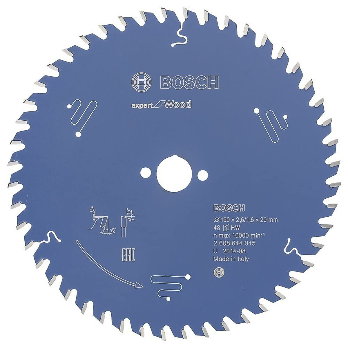 Bosch 2608644045 EXWOH 7.48" x 20mm 48T Circular saw blade Top Precision