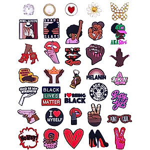 Black Girl Shoe Charms for Croc for Women Cute Shoe Decorations Accessories for Girls Teens Adults Girly Designer Charms Pack for Bubble Slides Bogg Bag Clog