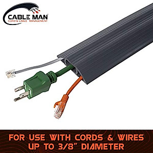 Cable Man Floor Cord Cover and Cable Protector for Cable Management, 3 in. x 5 ft., Gray, 6000-G5C