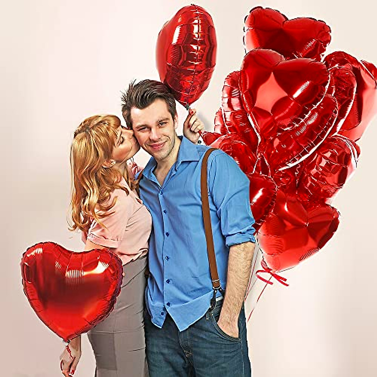 Heart Shaped Foil Balloons for Valentines Day Party Decorations - Pack of 15 -Foil Valentines Day Balloons for Romantic Decorations Special Night (red)