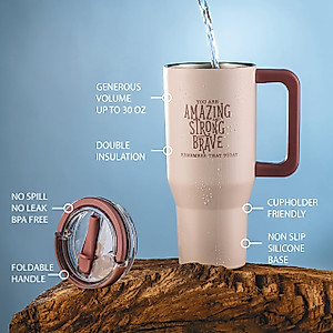 DIVERSEBEE 30 oz Insulated Stainless Steel Tumbler with Lid, Inspirational Birthday Thank You Gifts for Women, Mom, Wife, Girlfriend, Teacher, Her, Nurses, Best Friend, Travel Mug (Blush)