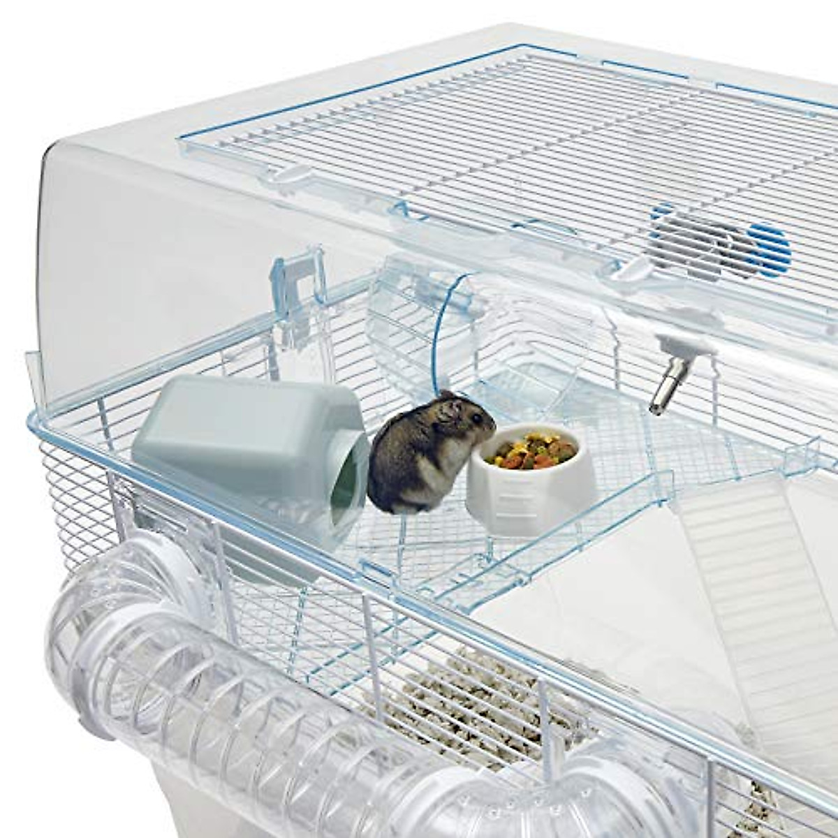 Duna Space Gerbil & Hamster Cage, Extra-Deep 11.5-Inch Base Promotes Instinctual Burrowing While Containing Litter & Debris, Includes ALL Accessories and Play Tunnels, 22.6L x 18.7W x 21.5 Inches