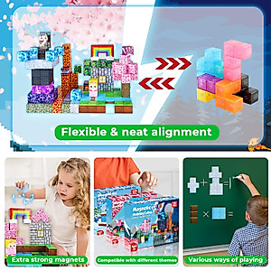 GraceDuck Magnetic Blocks - 150 PCS Build Dark Swordsman's Forest Castle - Magnetic Toys for Montessori Toddler Christmas Birthday Gifts - STEM Sensory Toys for 3 4 5 6 7 8 9 10 Year Old Boys & Girls