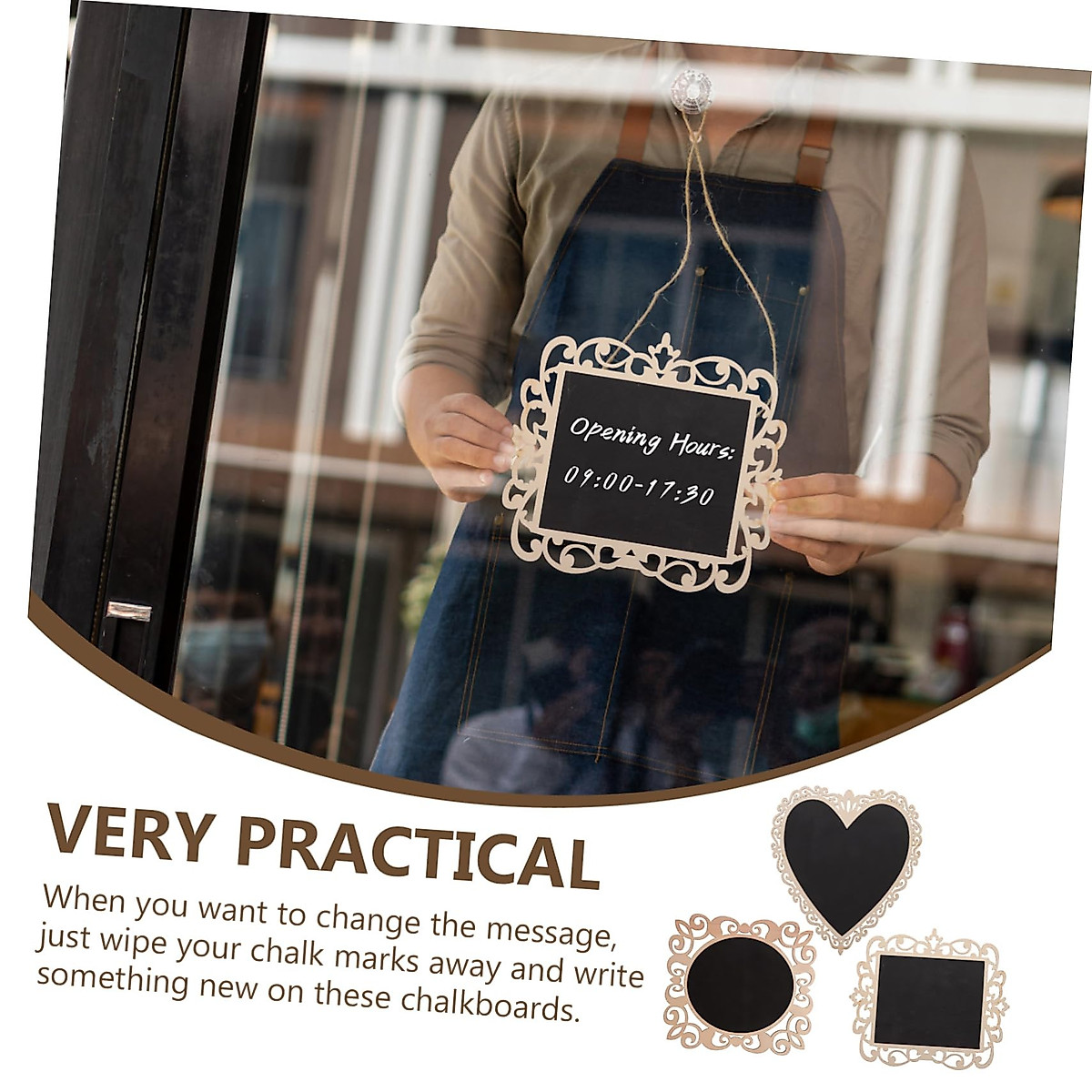 Ciieeo 3pcs Small Blackboard Pendant Wooden Chalkboard Sign Wedding Sign Message Blackboard Woodsy Decor Table Topper Tabletop Chalkboard Sign Hanging Blackboard Sign Price Tags Mini Set