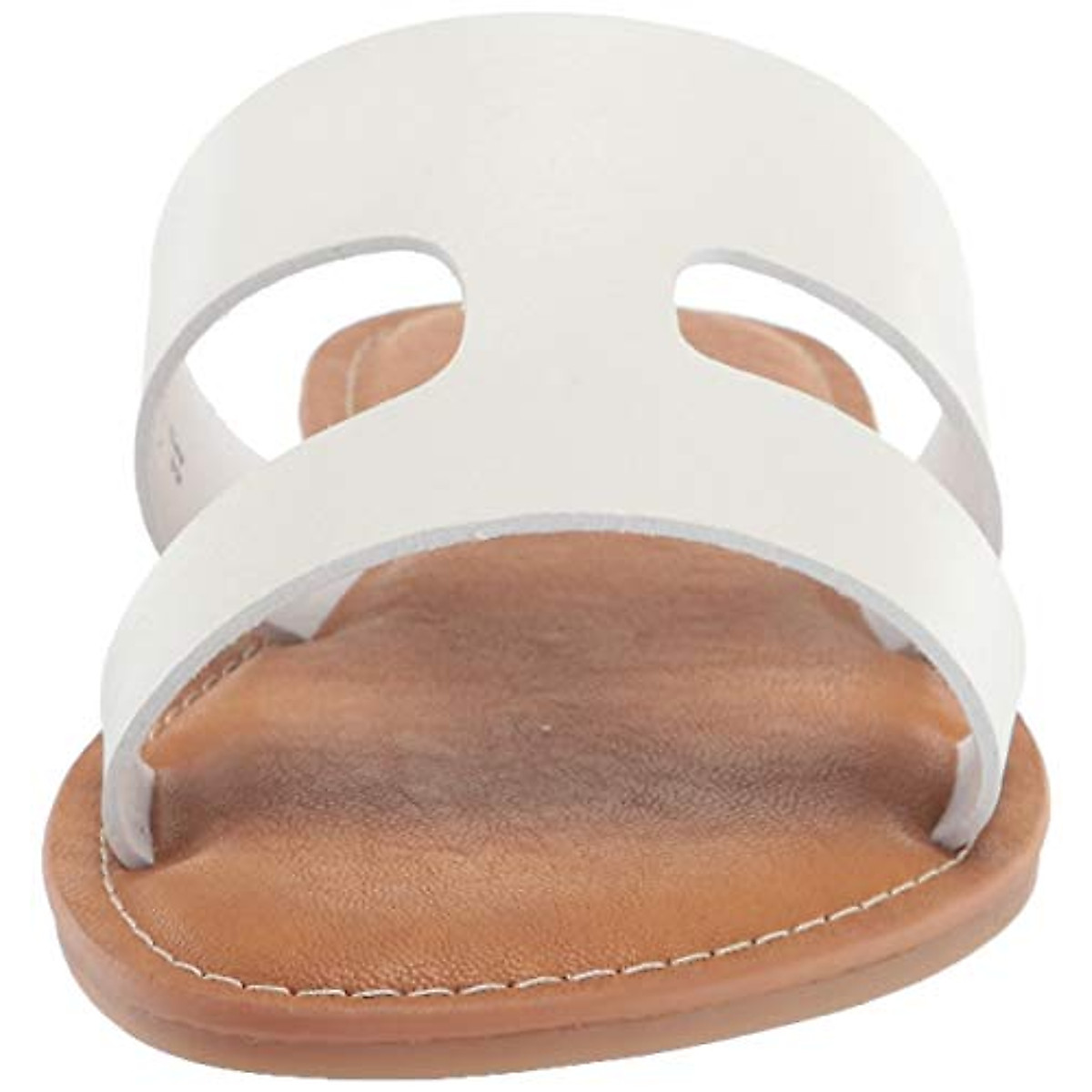 Amazon Essentials Women's Flat Banded Sandal, White, 9