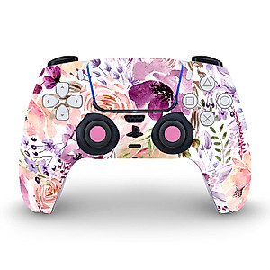 Floral Chaos Art Mix Matte Vinyl Faceplate Sticker Gaming Skin Case Cover Compatible with Sony Playstation 5 PS5 Digital Edition Console and DualSense Controller