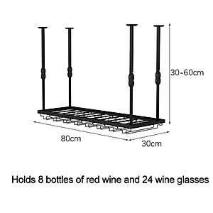 V3VOGUE Ceiling Wine Glass Rack, Ceiling Mounted Wine Bottle Holder, Hanging Wine Glasses Storage Hanger Organizer, Wine Glass Drying Rack for Kitchen,Bar and Restaurant 80/100/120cm