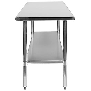 Flash Furniture Reese Stainless Steel 18 Gauge Prep and Work Table with Undershelf - NSF Certified - 60"W x 24"D x 34.5"H