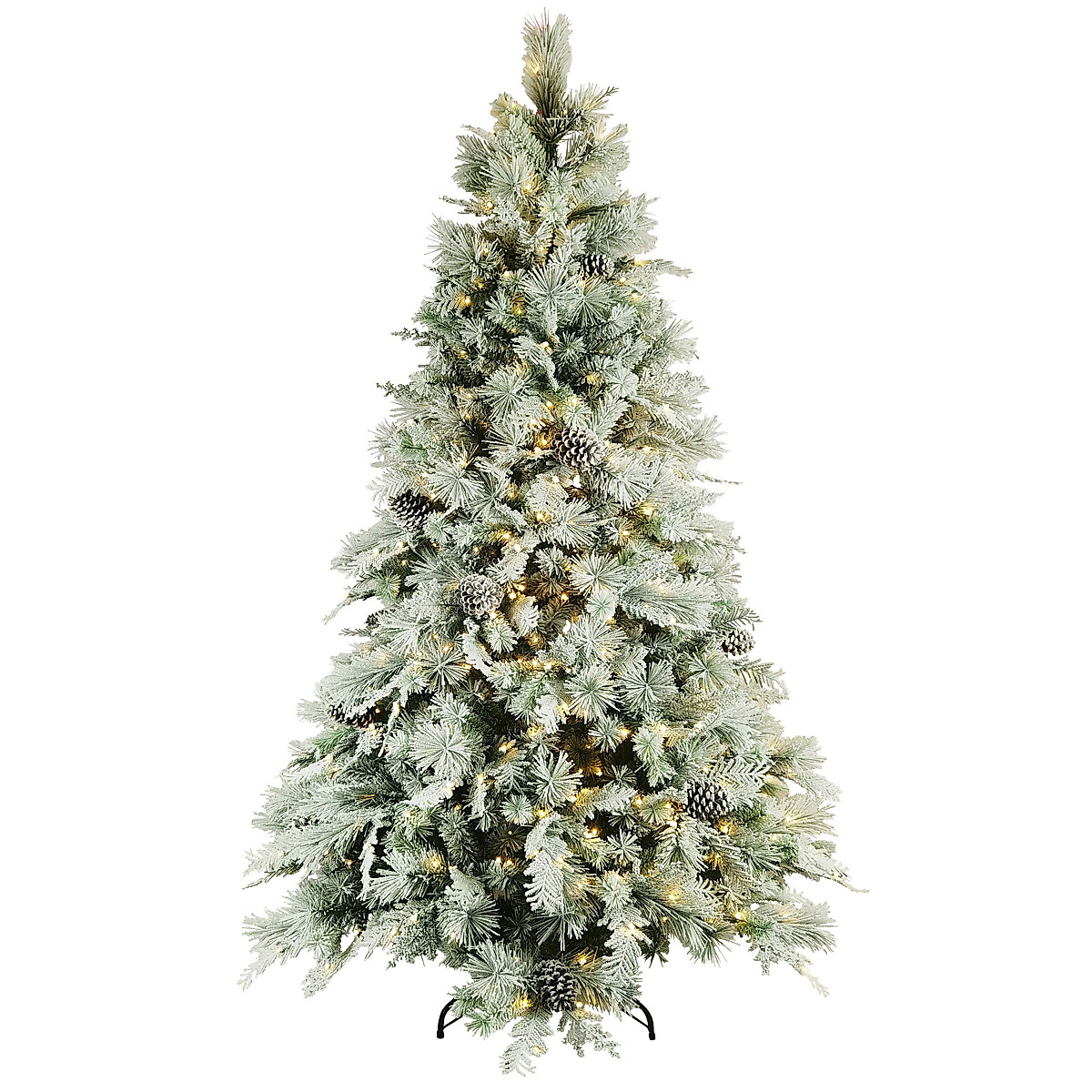 Kuopociaga Flocked Artificial Christmas Tree Prelit 650 LED Lights 7.5 Feet Pine