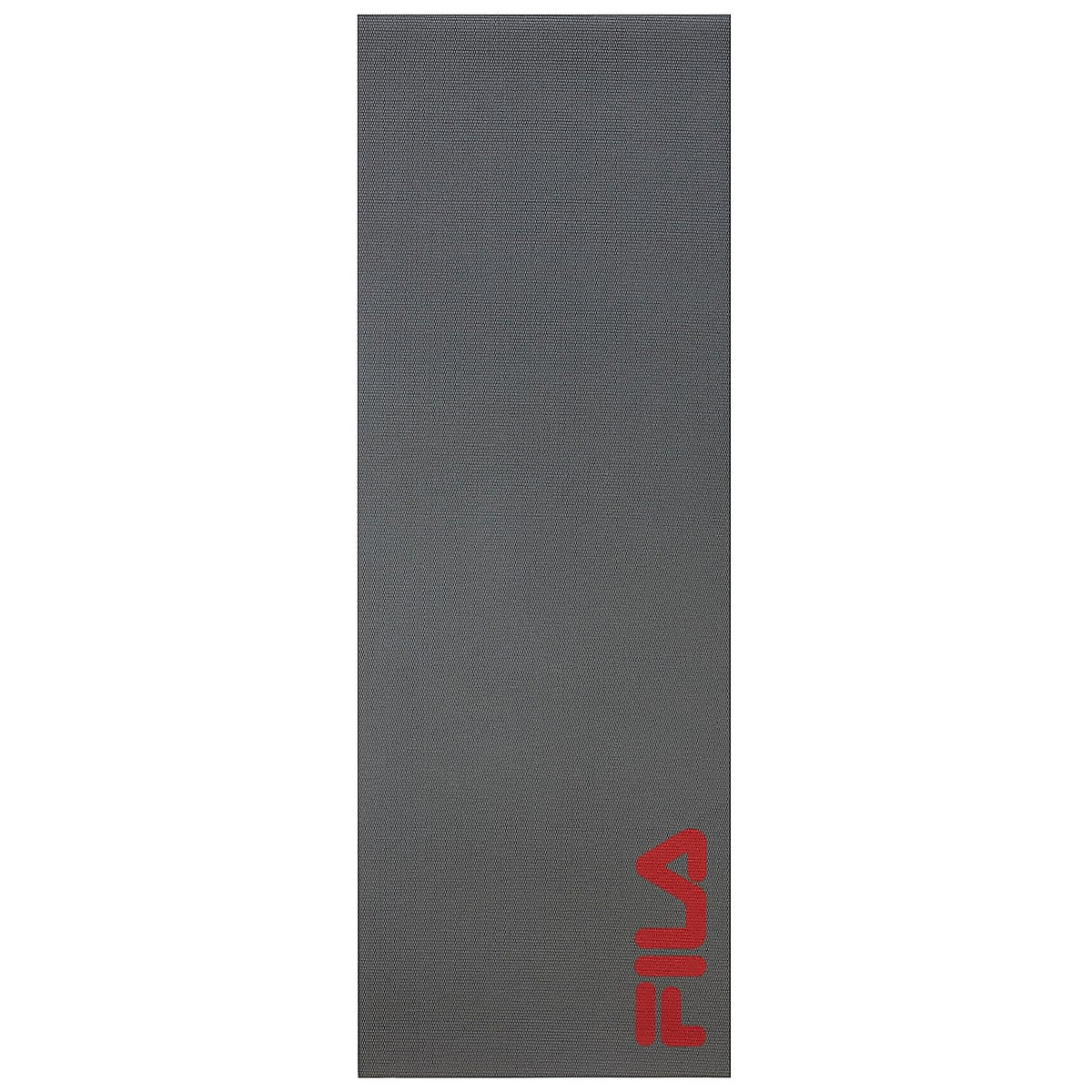 FILA Accessories Yoga Mat - Classic Exercise Mat with Carrying Strap Sling for Yoga, Pilates, Stretching & Floor Workouts - 68" L x 24" W x 5mm Thick - Grey