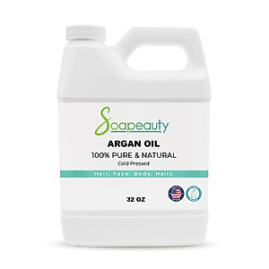 Soapeauty Cold Pressed Refined ARGAN Oil | 100% Natural & Pure | Carrier for Essential Oils, Argan Oil for Skin, Argan Oil for Hair Growth & Moisturizer | 32 fl oz