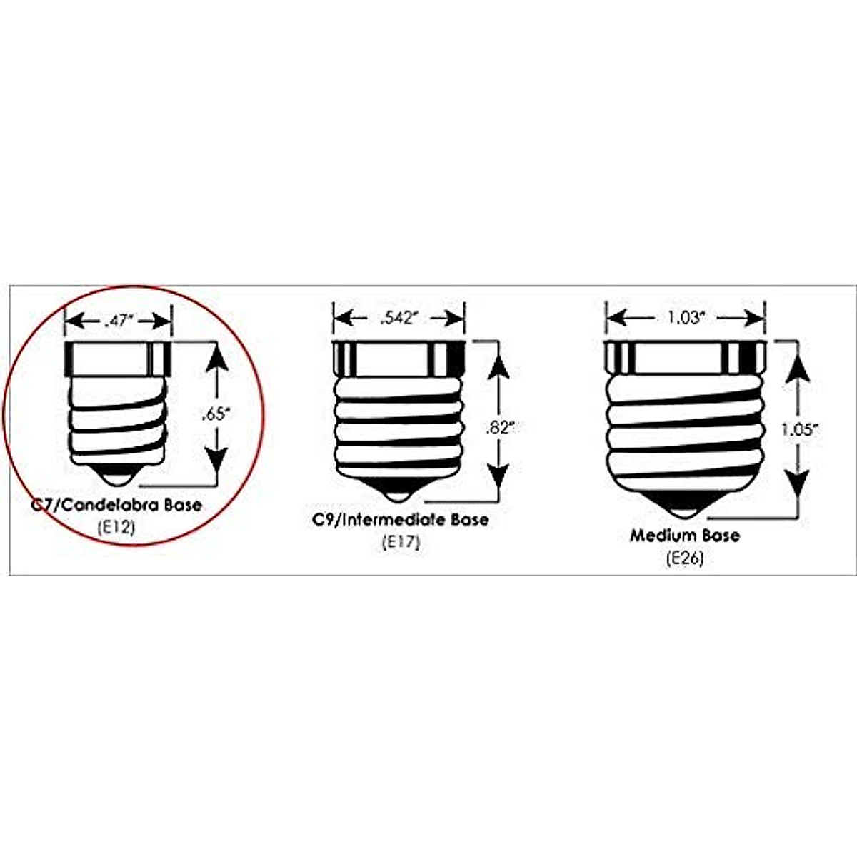 Creative Hobbies 25 Pack C7 Transparent Multicolor Christmas Light Bulbs - 7W Steady Burning Incandescent, Nickel Plated Candelabra Base, Extended Life