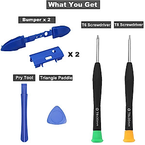 Ikpek 2 Pack Bumpers Replacement LB RB Button for Xbox Series X/S Controllers, Blue Shoulder Trigger Buttons Top Middle Bracket for Xbox Series Controller