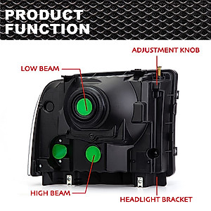 G-PLUS Headlights Assembly, Compatible with Ford F250 F350 Super Duty 2005 2006 2007 Bumper Headlamp, Clear lens Chrome Housing Clear Reflector