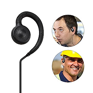 UAYESOK 3.5mm Receive/Listen Only Earpiece, C Shape Police Security Speaker Mic Headset with 3.5mm Audio Jacks for Ham Radio Walkie Talkie