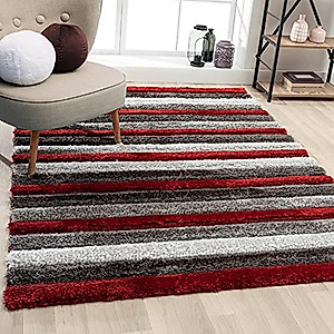 LUXE WEAVERS Lantanas Collection 7119 Red 8x10 Modern Geometric Area Rug
