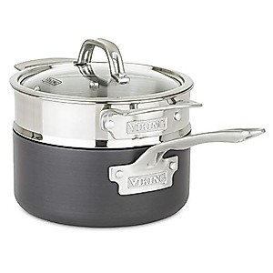 Viking Culinary Stainless Steel Universal Steamer Insert and Colander, Fits 2-4 Quart Sauce Pans and 6.25-8 Inch Sauce Pans and Casseroles, Dishwasher, Oven Safe