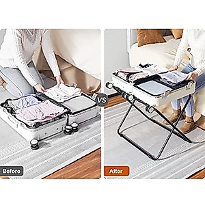 ELYKEN Luggage Rack for Guest Room 2 Pack, Folding Suitcase Stand, Heavy Duty 110LBS Load Bearing Easily Assemble Luggage Holder, Black