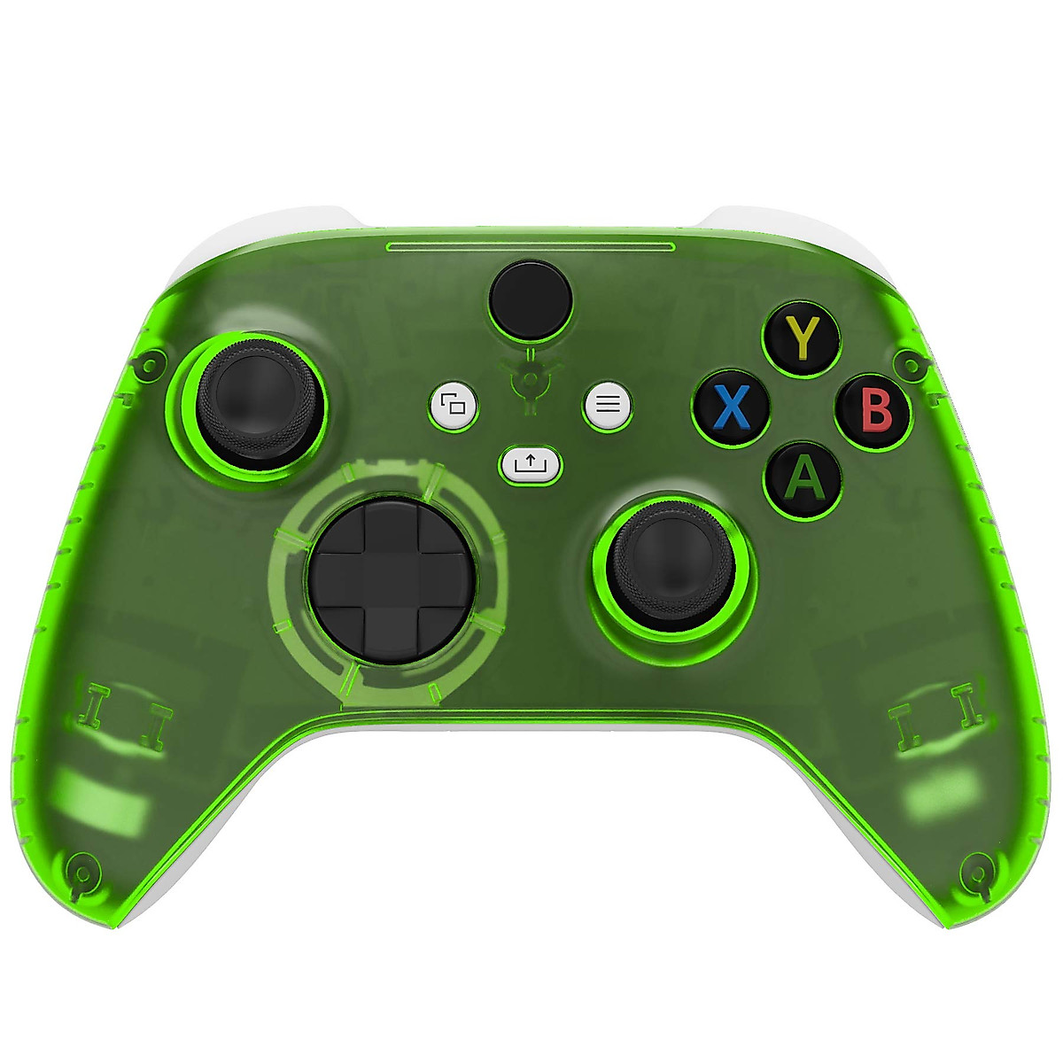 eXtremeRate Side Rails Grips Shell for Xbox Core Wireless Controller, Clear Green Replacement Part Front Housing Cover Handles Faceplate for Xbox Series X & S Controller [Controller Excluded]