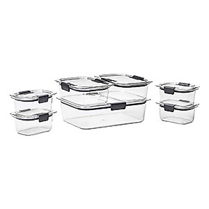 Rubbermaid Brilliance Leak-Proof Food Storage Containers with Airtight Lids, Set of 7 (14 Pieces Total) | BPA-Free & Stain Resistant